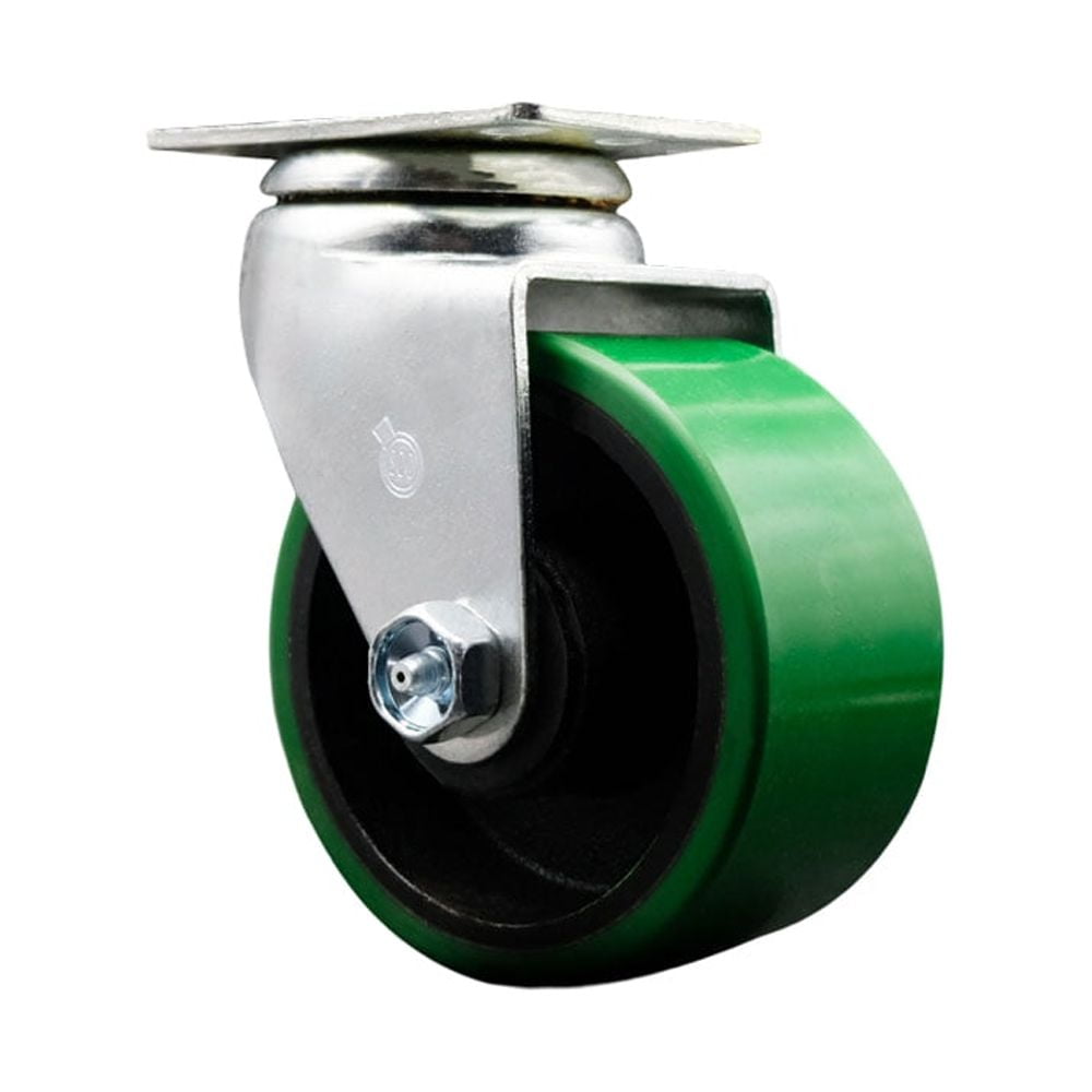 4 Inch Green Poly on Cast Iron Wheel Swivel Caster with Roller Bearing ...