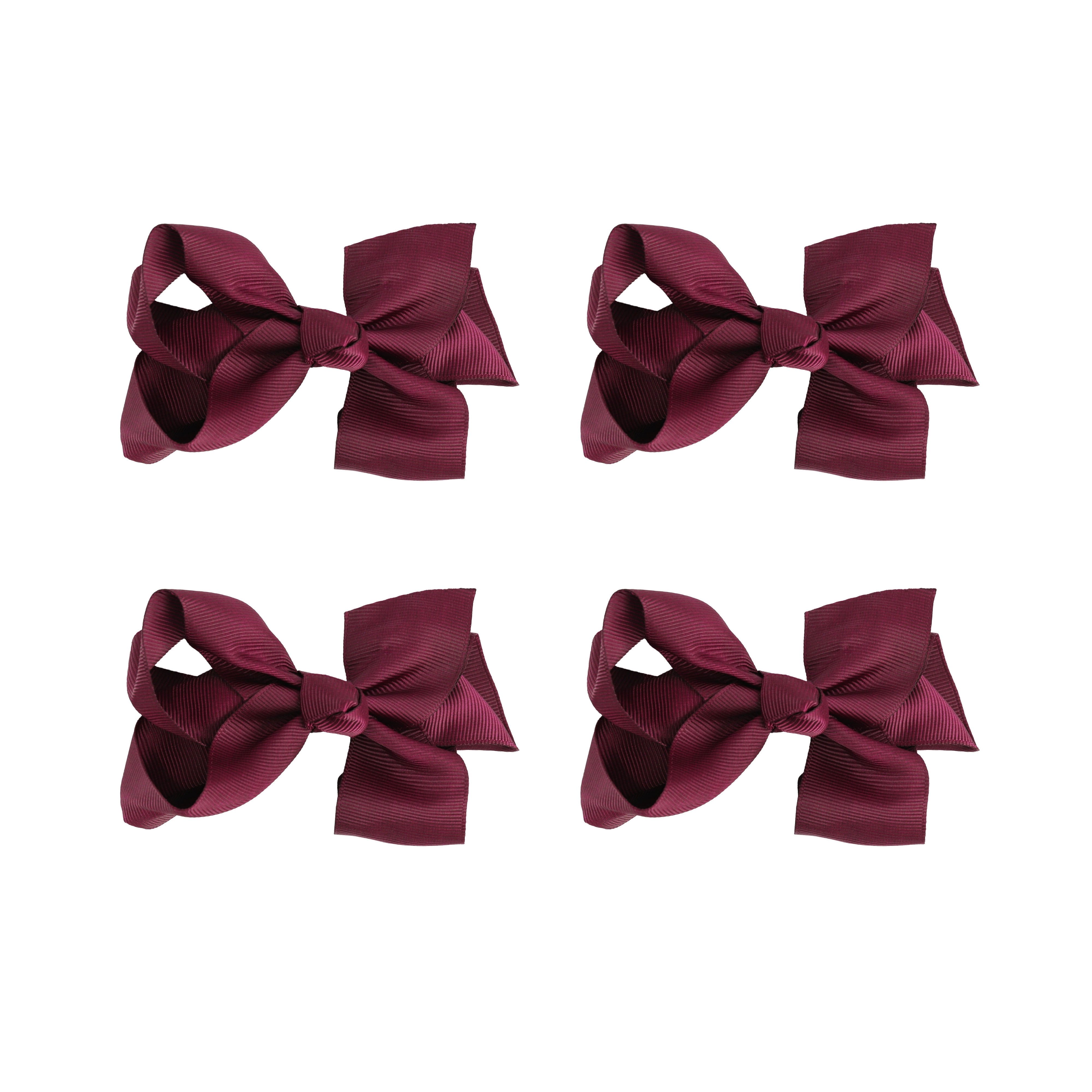 4 Inch Grosgrain Hair Bow for Girls (Set of 4) (Burgundy) - Walmart.com