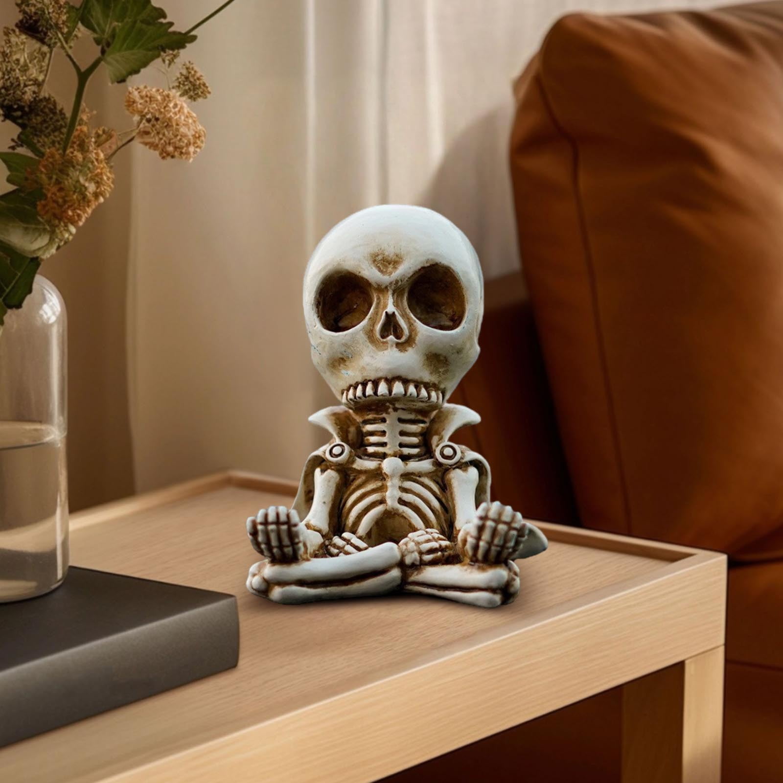 4 Inch Halloween Decor Terrifying Skeleton Cape Meditating Small ...