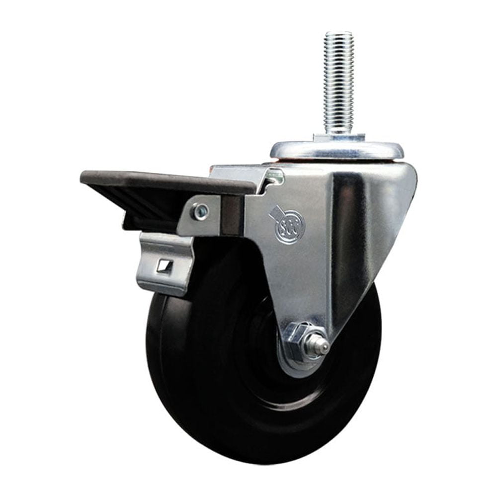4 Inch Hard Rubber Wheel Swivel 3/4 Inch Threaded Stem Caster with ...
