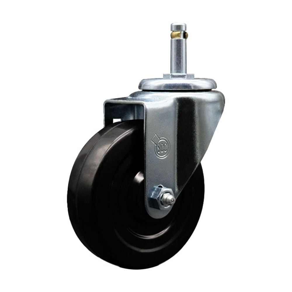 4 Inch Hard Rubber Wheel Swivel 7/16 Inch Grip Ring Stem Caster Service ...