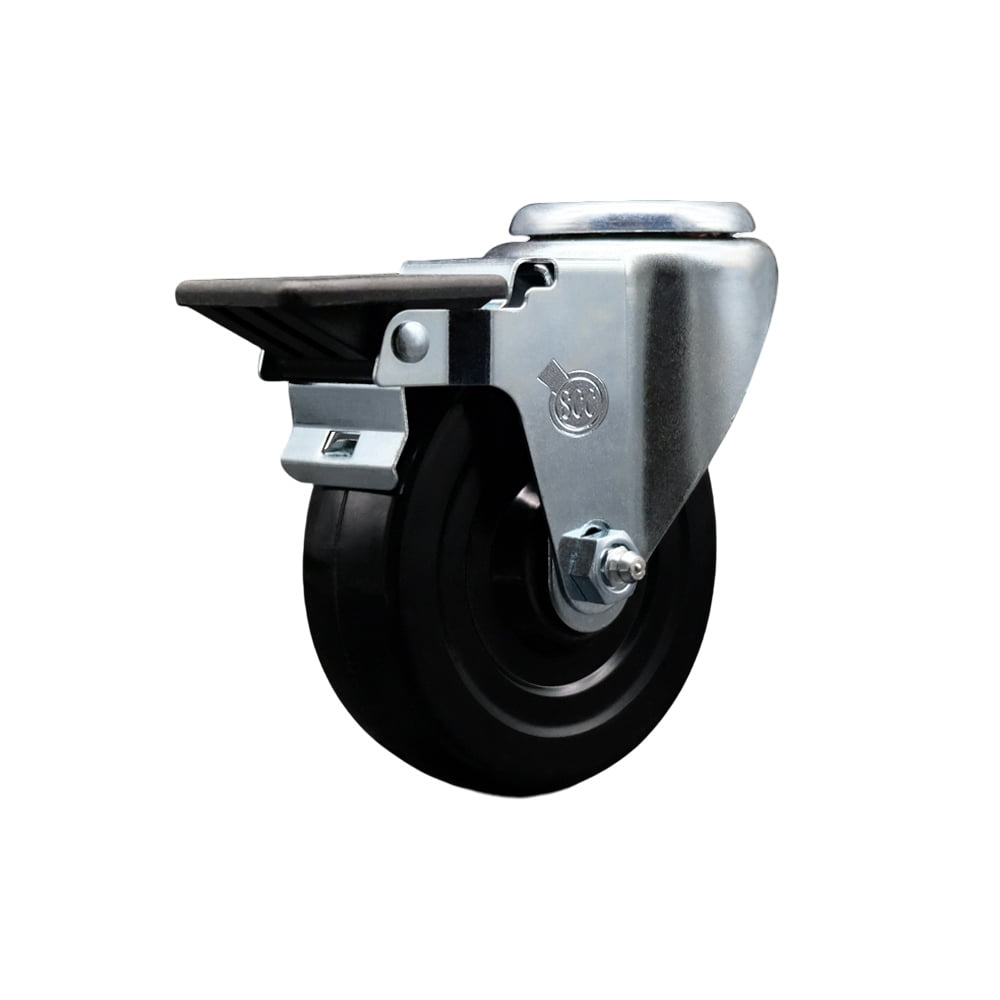 4 Inch Hard Rubber Wheel Swivel Bolt Hole Caster with Posi Lock Brake ...
