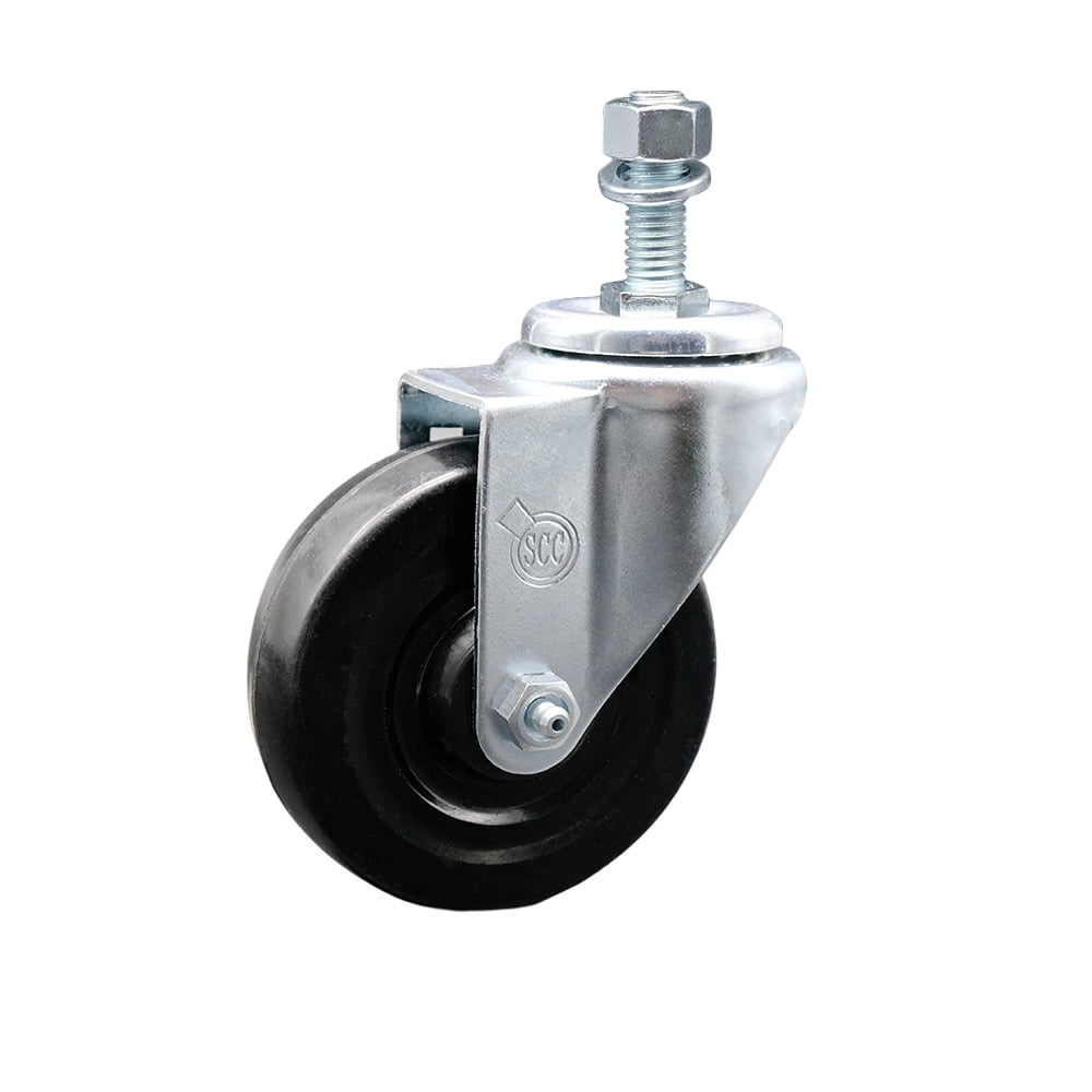 4 Inch Hard Rubber Wheel Swivel ½ Inch Threaded Stem Caster Service ...