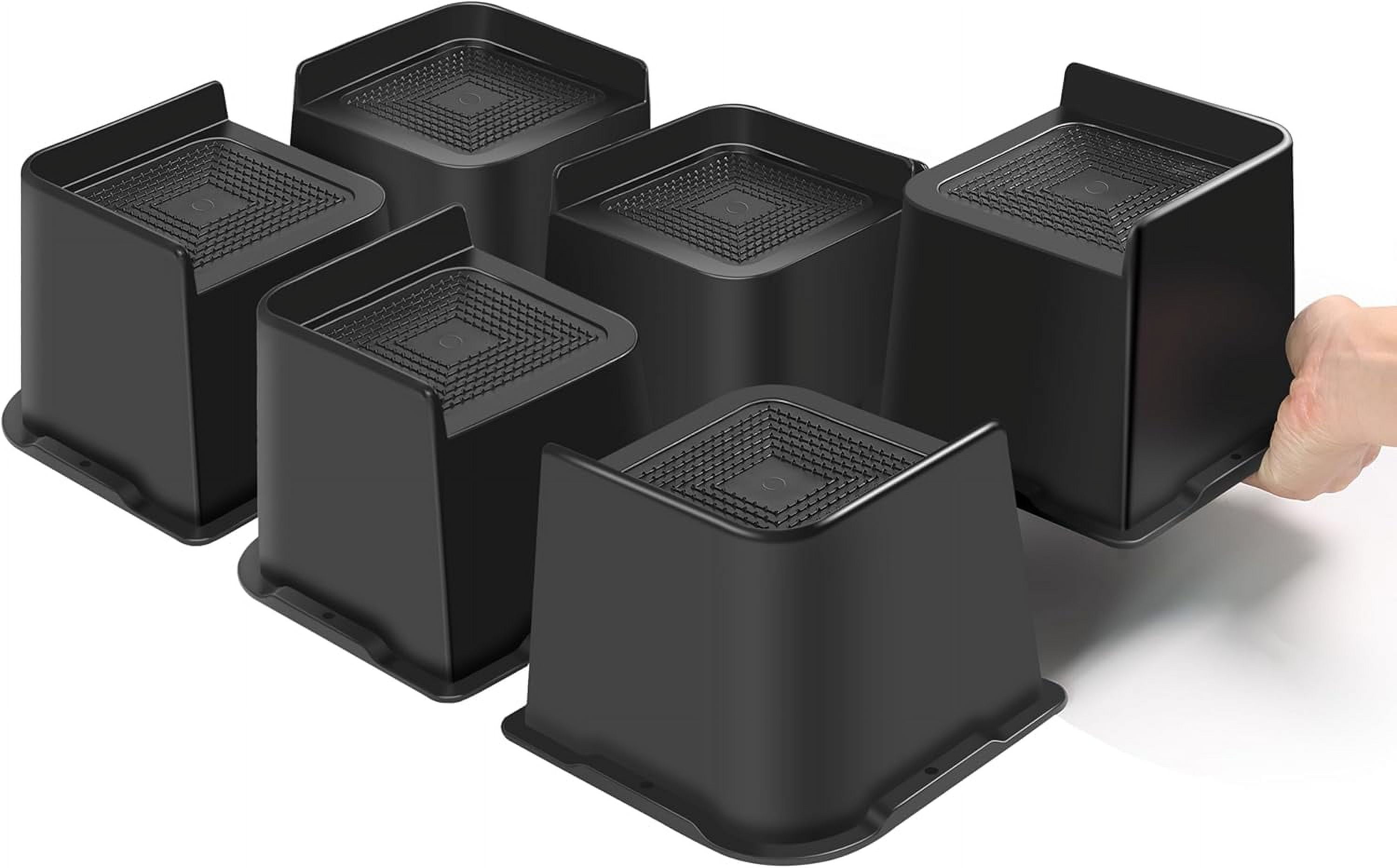 4 Inch Heavy Duty Bed Risers 6 Pack, L Shape Furniture Risers ...