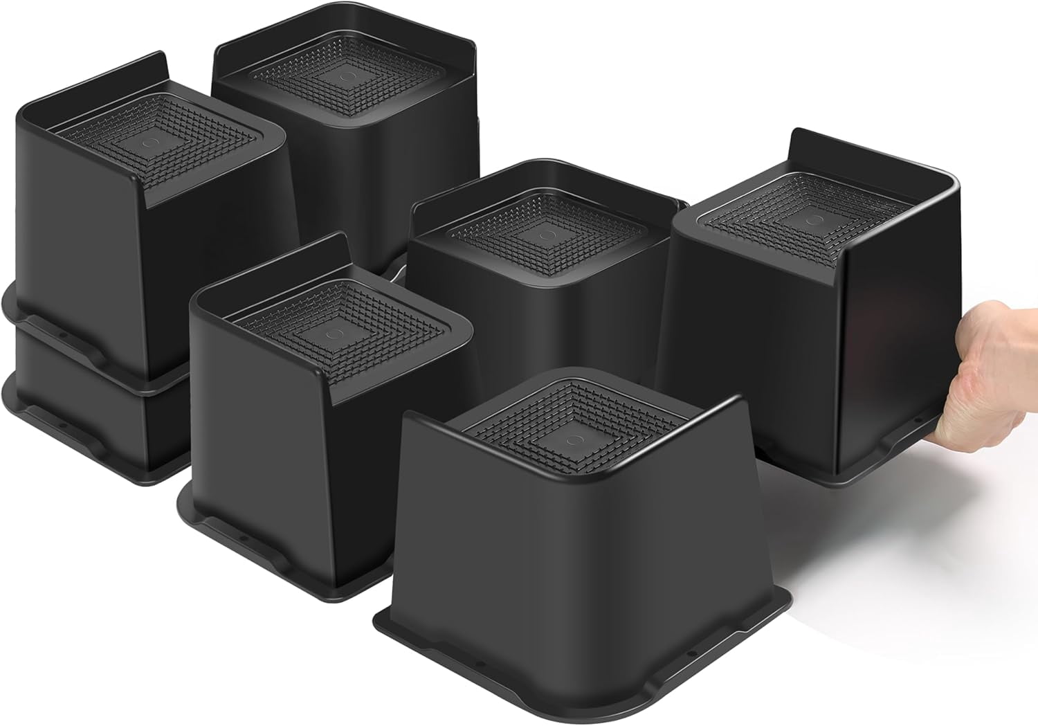 4 Inch Heavy Duty Bed Risers 8 Pack, L Shape Furniture Risers ...
