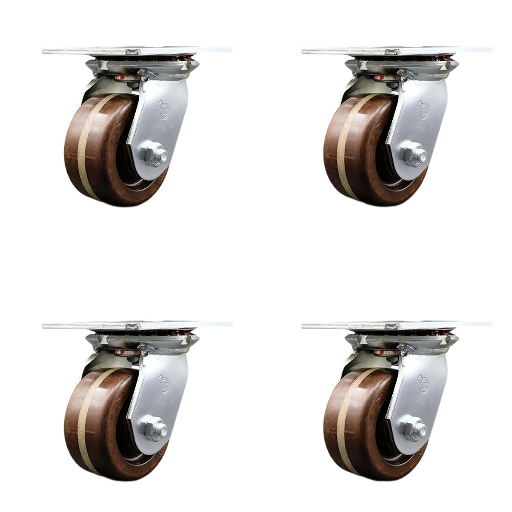 4 Inch Heavy Duty High Temp Phenolic Caster Set with Roller Bearings ...