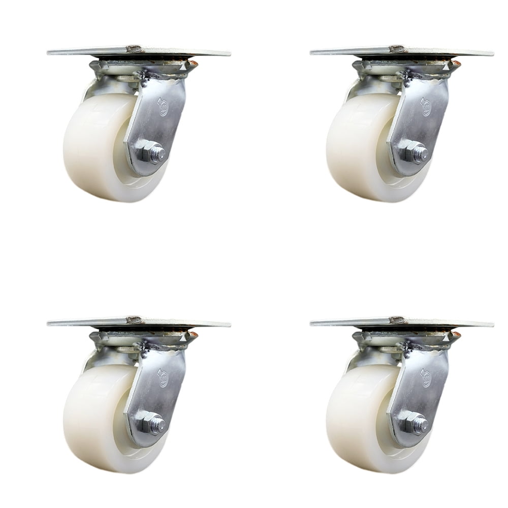 4 Inch Heavy Duty Nylon Caster Set with Ball Bearings Set of 4 Service ...