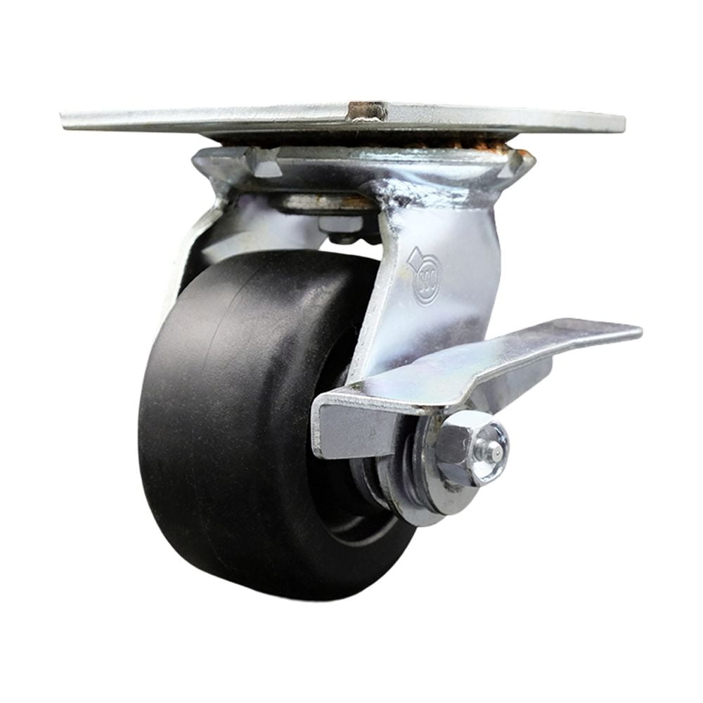 4 Inch Heavy Duty Polyolefin Caster with Ball Bearing and Brake Service ...