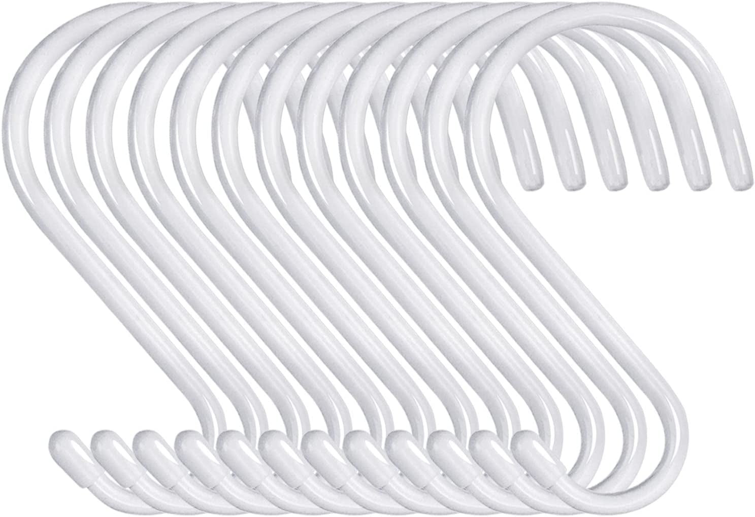 4 Inch Heavy Duty S Hooks - 12 Pack, Large Vinyl Coated, White Rubber ...