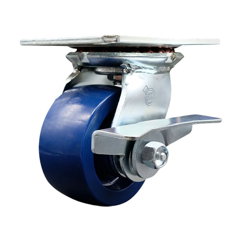 4 Inch Heavy Duty Solid Poly Caster with Ball Bearing and Brake Service ...