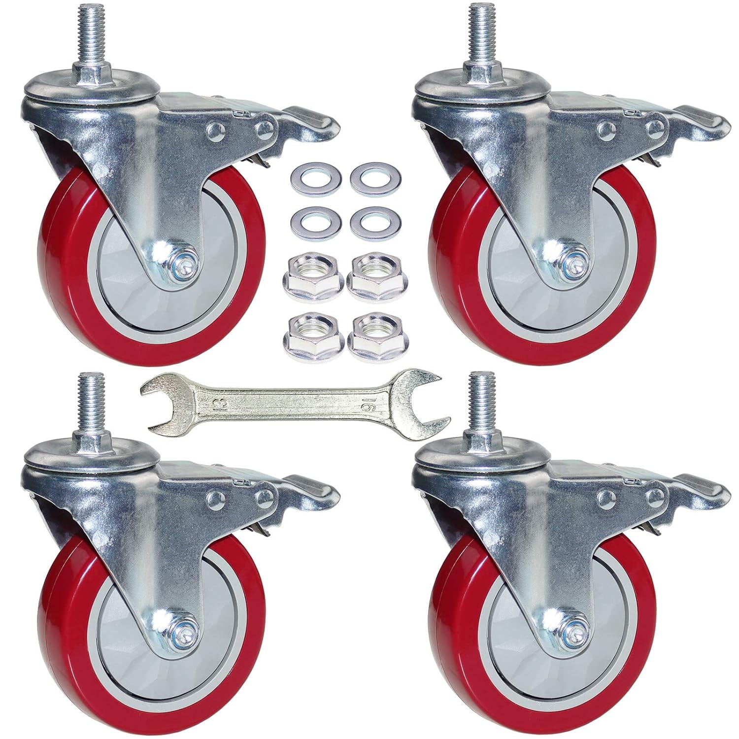 4 Inch Heavy Duty Stem Casters 360 Degree Swivel Thread Wheels with ...