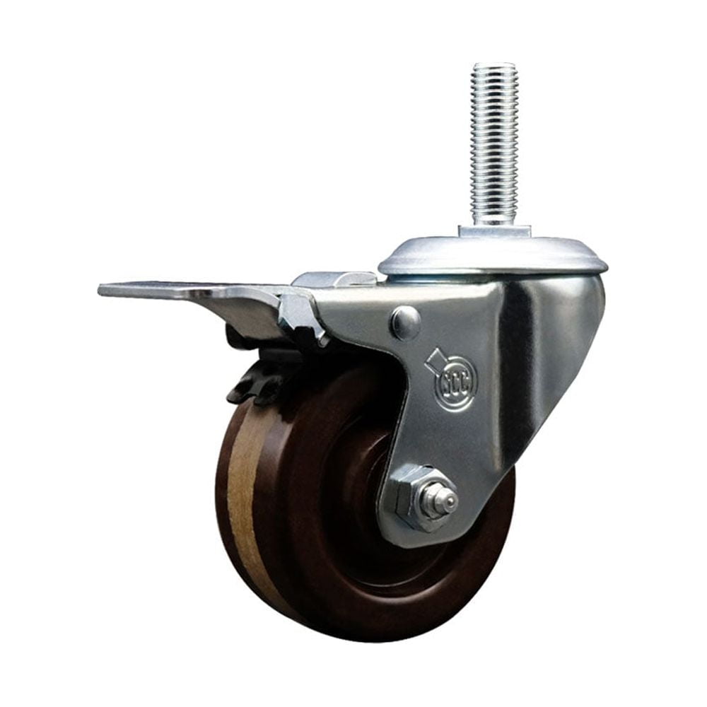 4 Inch High Temp Phenolic 5/8 Inch Stem Caster with Total Lock Brake ...