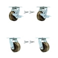4 Inch High Temp Phenolic Caster Set with 2 Brakes/Swivel Lock 2 Rigid ...