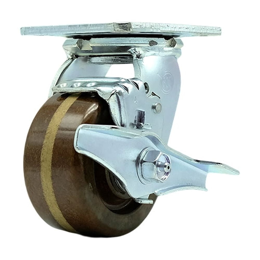 4 Inch High Temp Phenolic Caster with Roller Bearing and Brake/Swivel ...