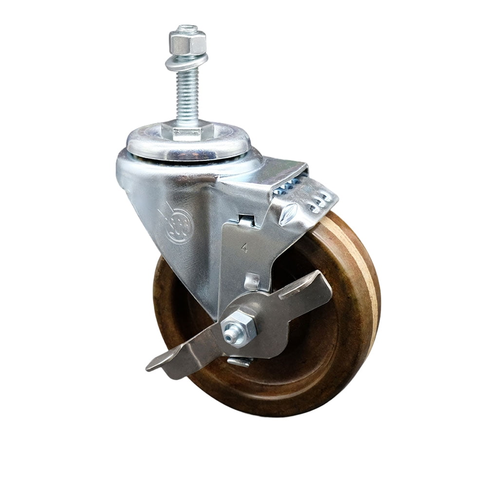 4 Inch High Temp Phenolic Wheel Swivel 10mm Threaded Stem Caster with ...