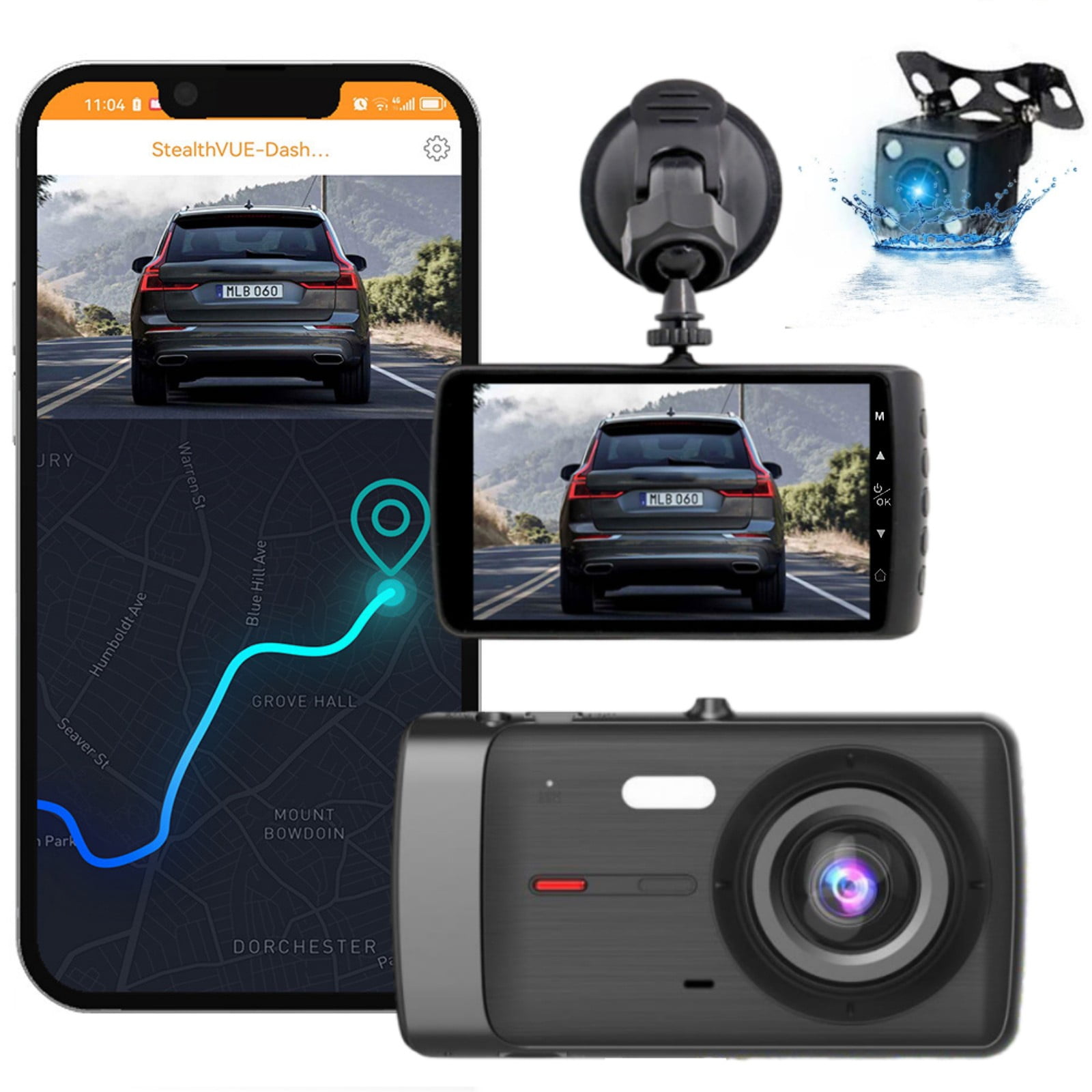 4 Inch IPS Dash Cam Lens Car Dvr HD 1080P With Backup Rear Camera ...