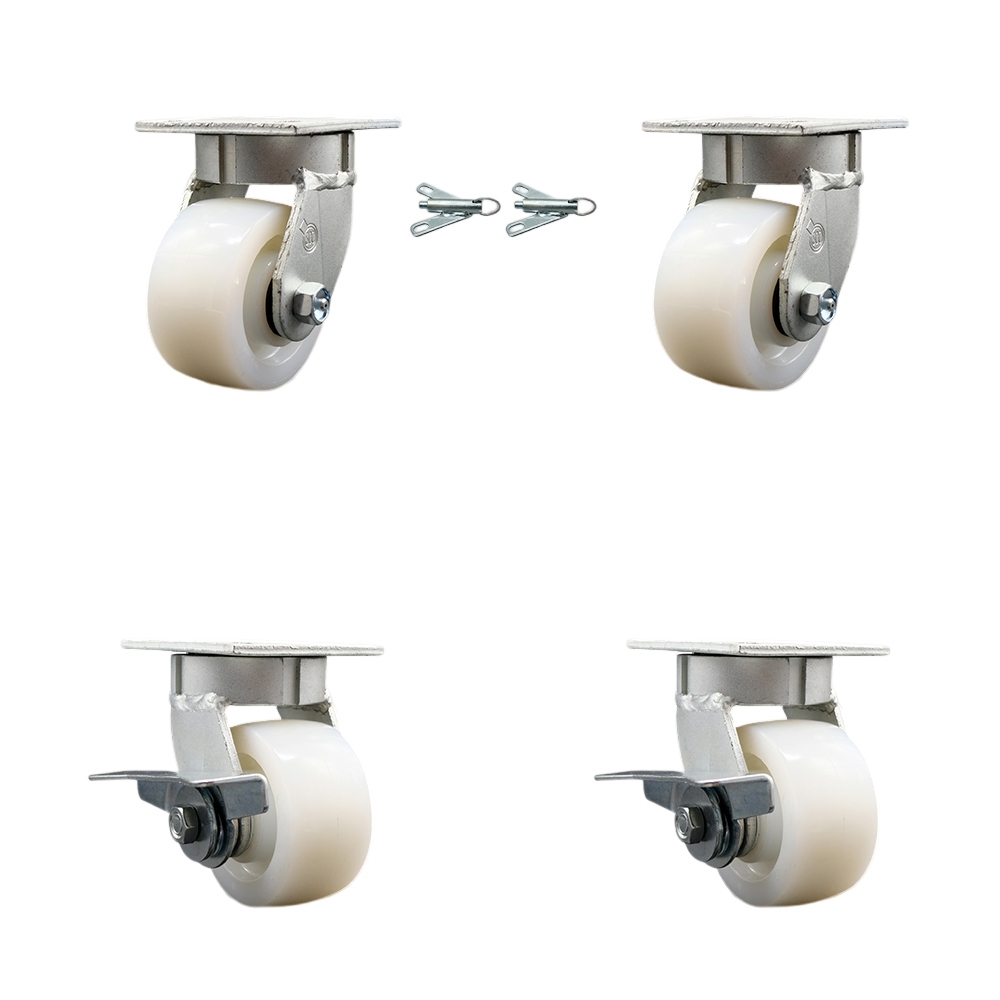 4 Inch KP Nylon Caster Set with Ball Bearings 2 Swivel Locks 2 Brakes SCC - Walmart.com