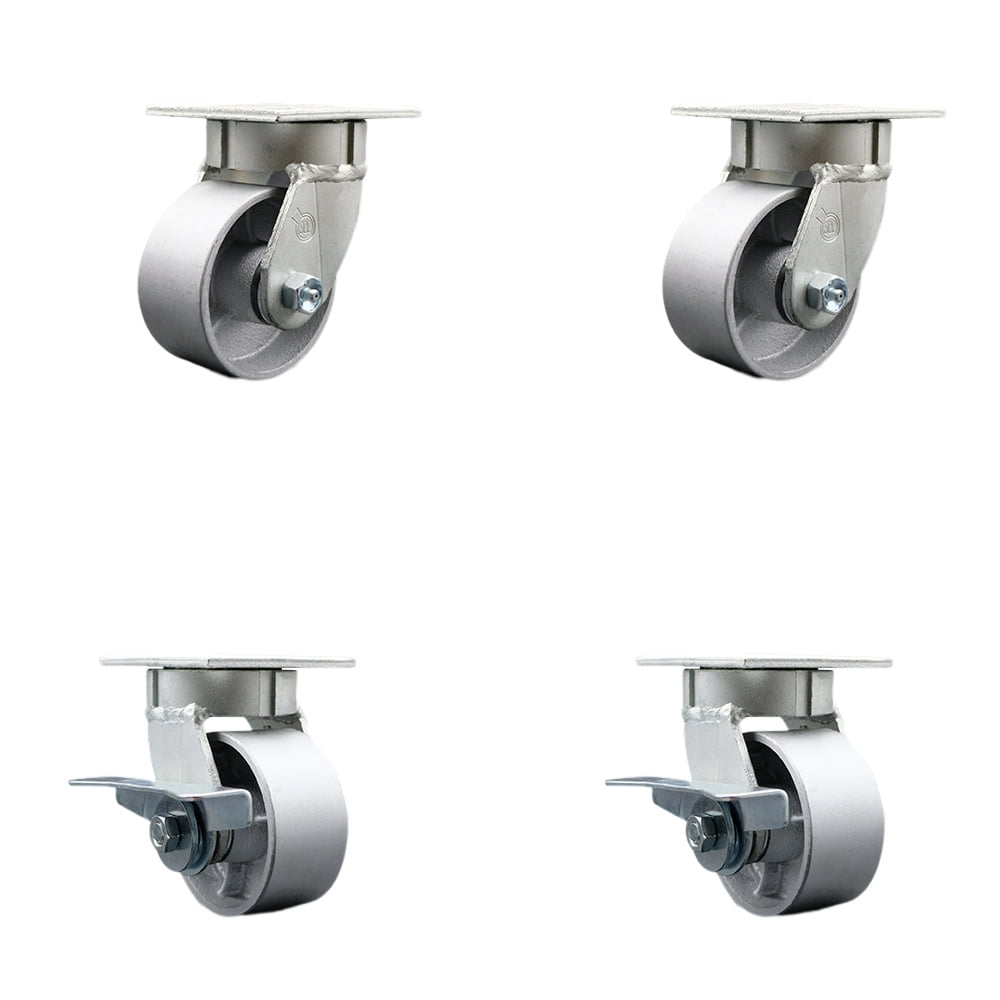 4 Inch KP Semi Steel Cast Iron Swivel Caster Set with Bronze Bearings 2 ...