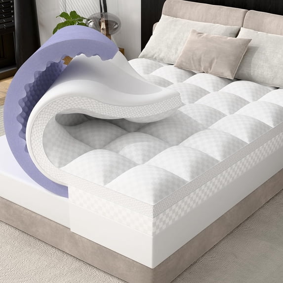 4 Inch King Memory Foam Mattress Topper Pro Dual Layer 2 Inch Cooling ...