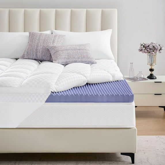 4 Inch King Memory Foam Mattress Topper Pro Dual Layer 2 Inch Cooling ...