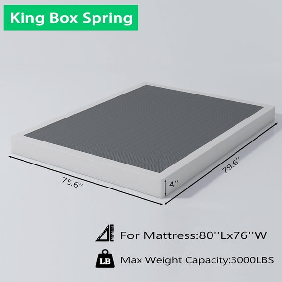 King Size Box Spring 5 Inch, Heavy Duty Metal Foundation, 3000 lbs ...