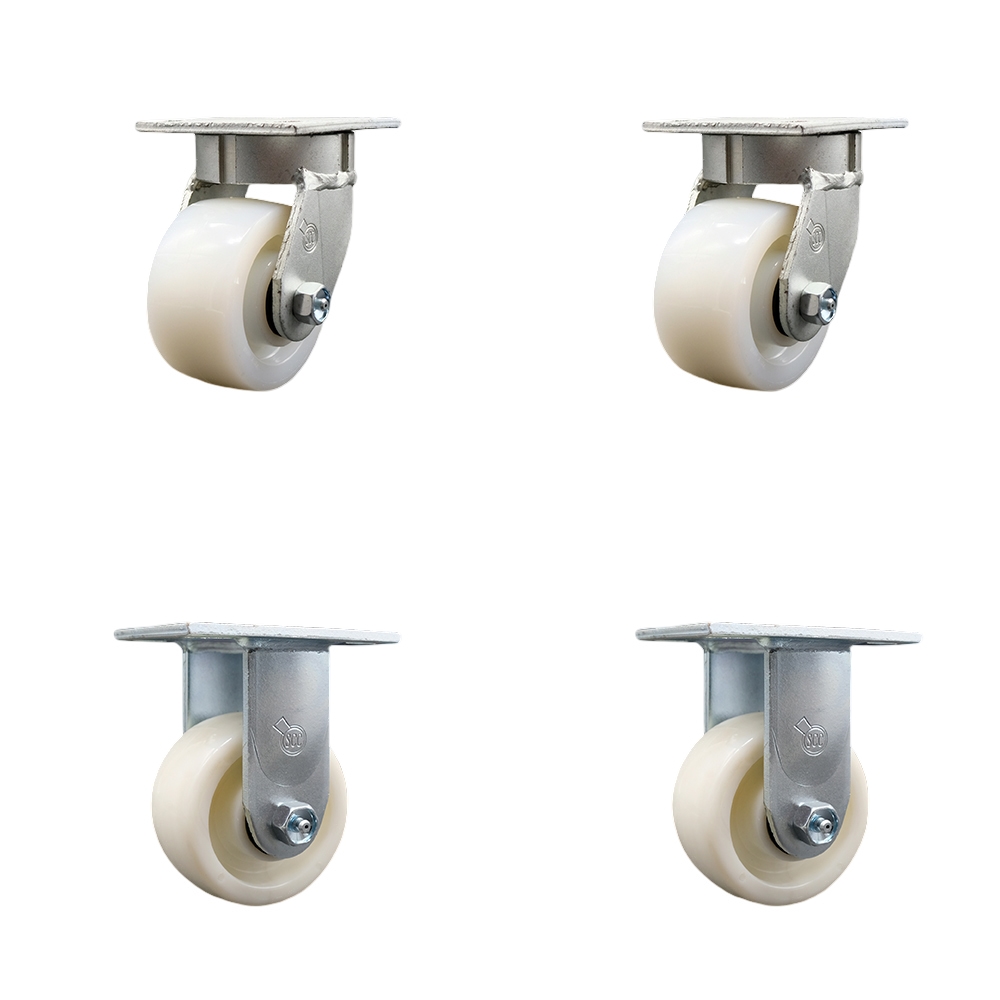4 Inch Kingpinless Nylon Wheel Caster Set 2 Swivel Locks 2 Rigid ...