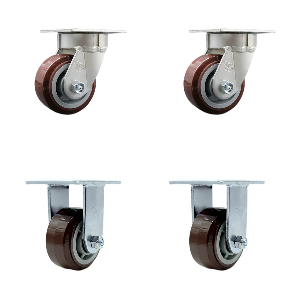 4 Inch Kingpinless Poly on Polyolefin Wheel Swivel Caster Set 2 Swivel ...