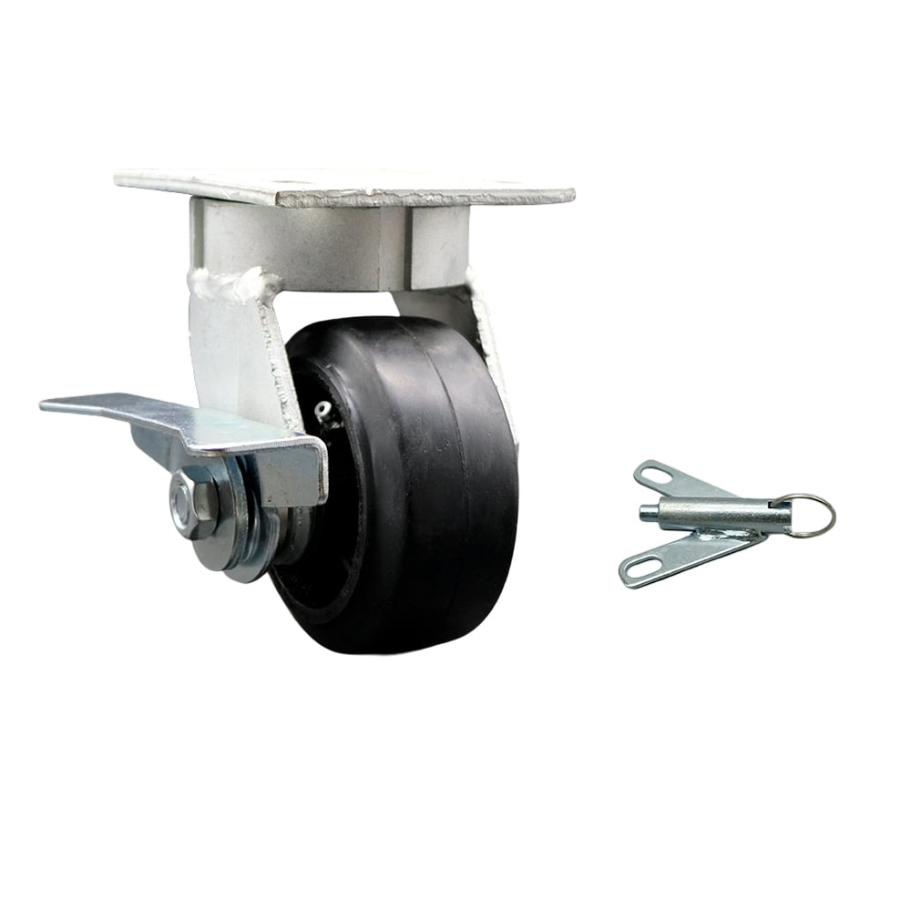4 Inch Kingpinless Rubber on Steel Wheel Caster with Brake and Swivel ...