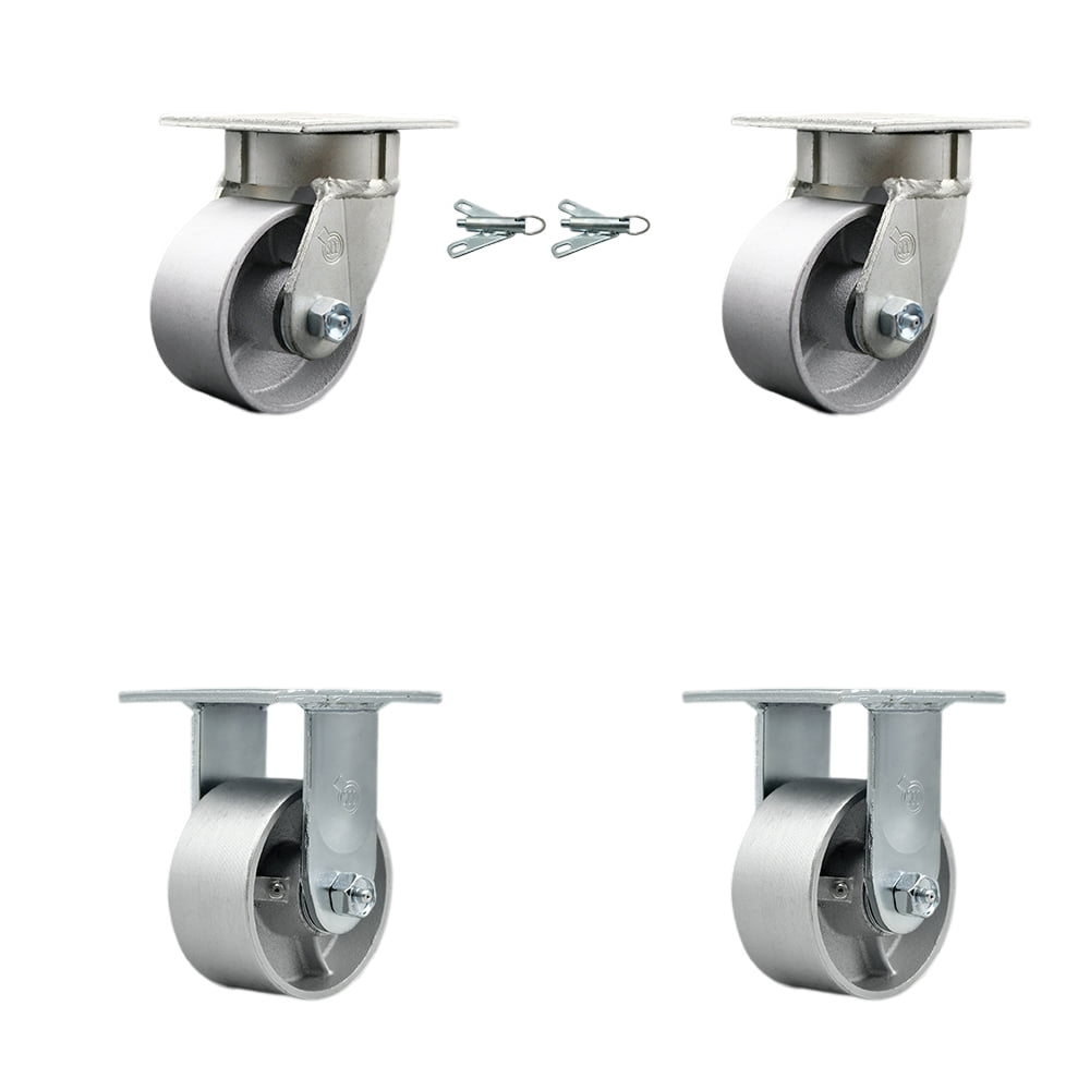 4 Inch Kingpinless Semi Steel Wheel Caster Set 2 Swivel Locks 2 Rigid ...