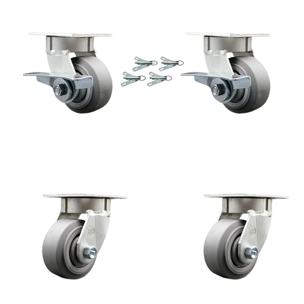 4 Inch Kingpinless Thermoplastic Rubber Wheel Caster Set 4 Swivel Locks ...