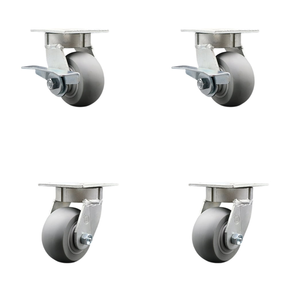 4 Inch Kingpinless Thermoplastic Rubber Wheel Caster Set 4 Swivel Locks ...