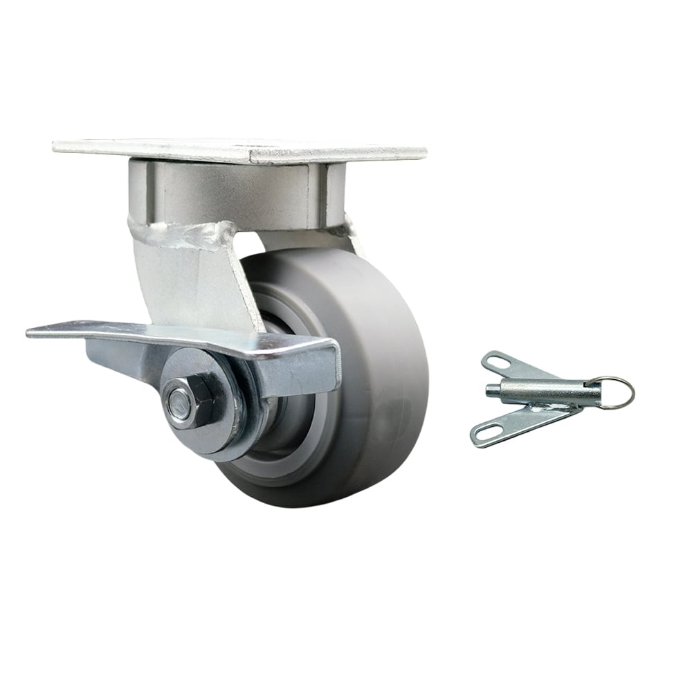 4 Inch Kingpinless Thermoplastic Rubber Wheel Caster with Brake and ...
