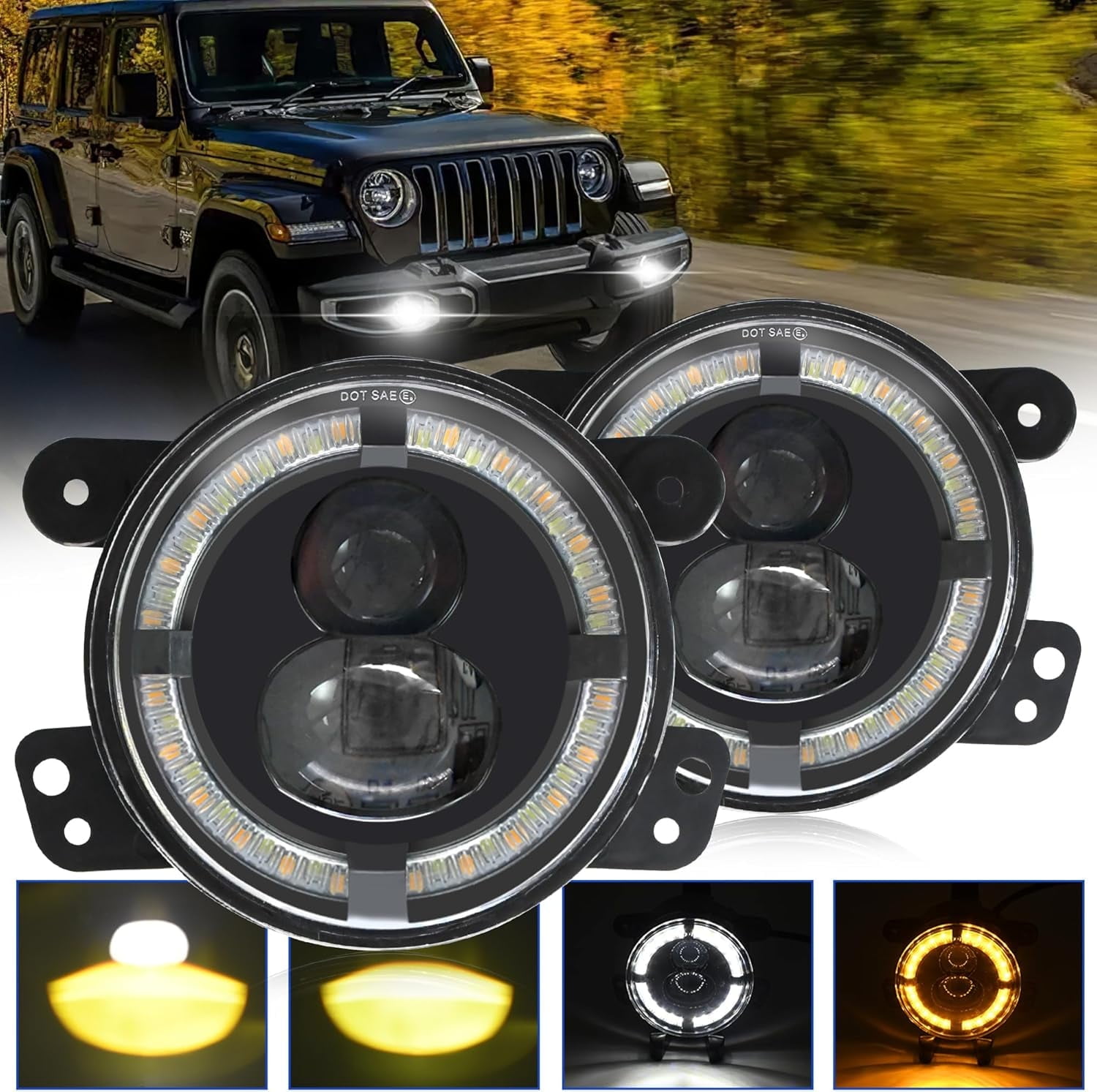 4-Inch LED Fog Lights 60W High-Intensity Off-Road Fog Lamp for Driving ...