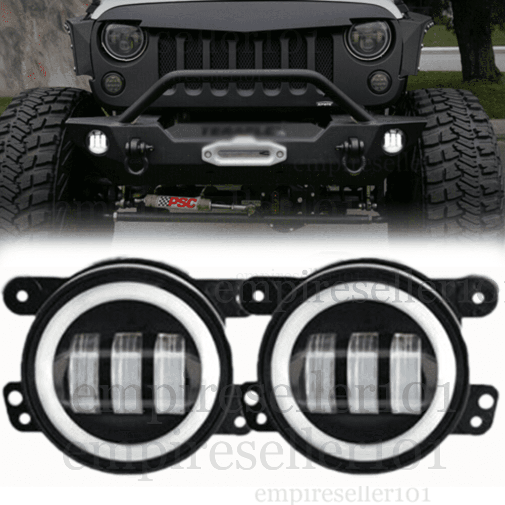 4" Inch LED Fog Lights Front Bumper Driving for Jeep Wrangler JK JL JT ...