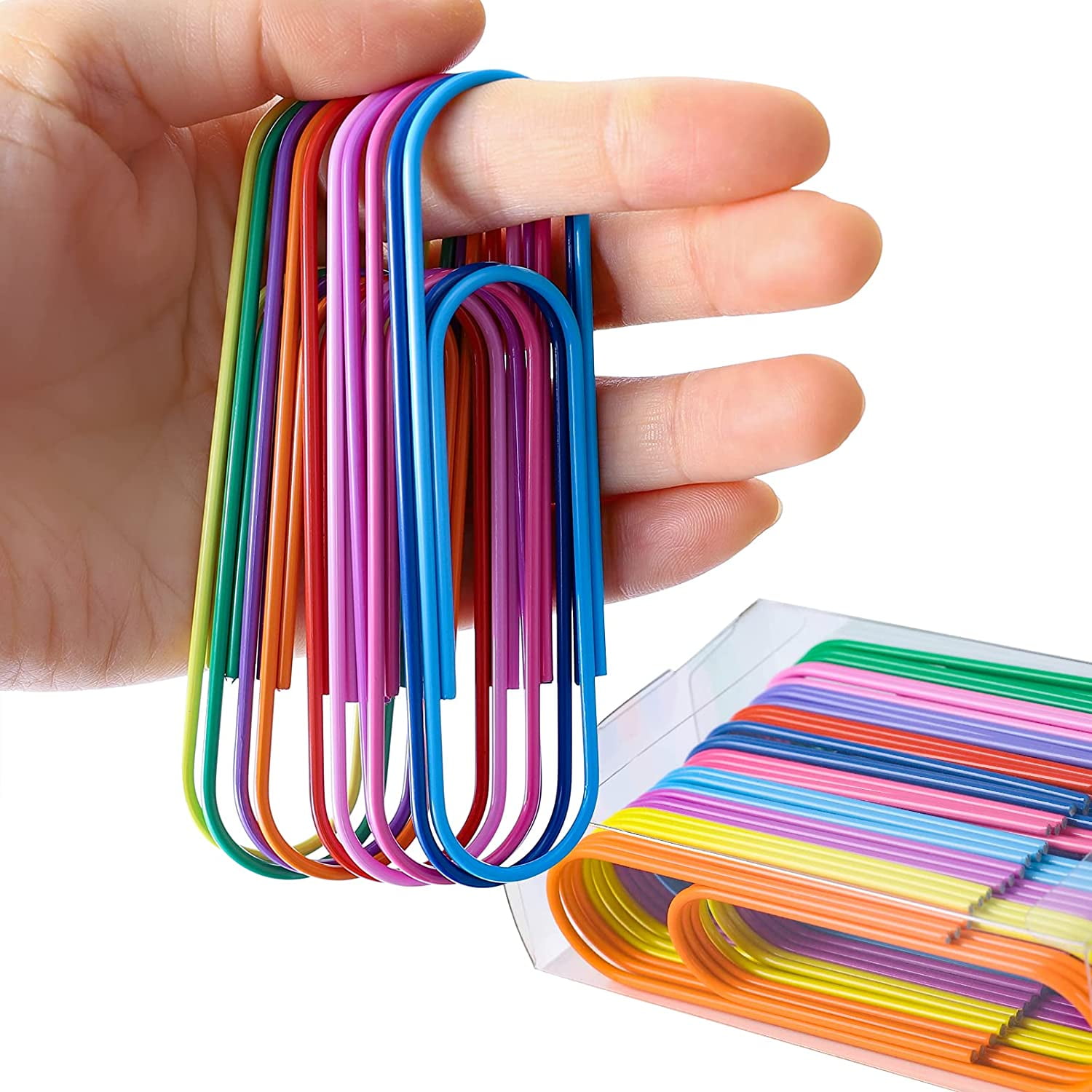 4" Inch Large Paper Clips, 30 Pcs Vinyl Coated Multicolored Mega Large ...