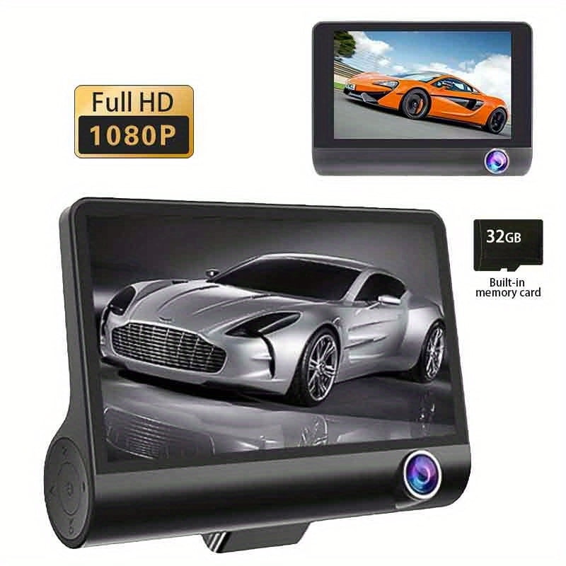 4-Inch Large Screen Triple-Lens Car DVR Camera System - Capture Front ...