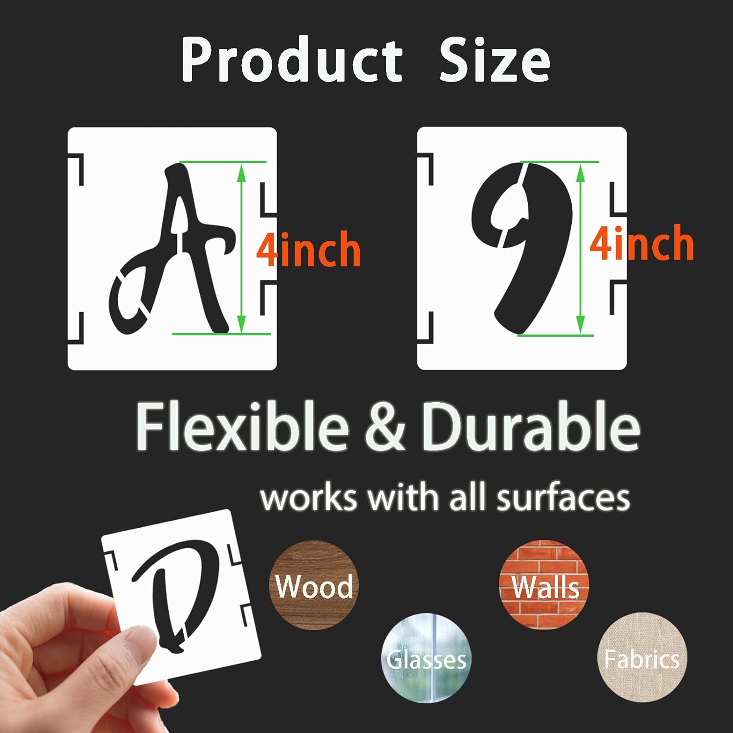 4 Inch Letter Stencils And Numbers, 66 Pcs Reusable Plastic Alphabet ...