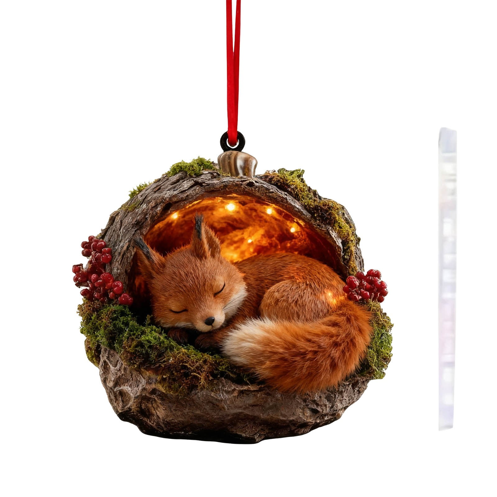 4 Inch Lighted Forest Animal Christmas Ornaments, Resin Hanging Tree ...