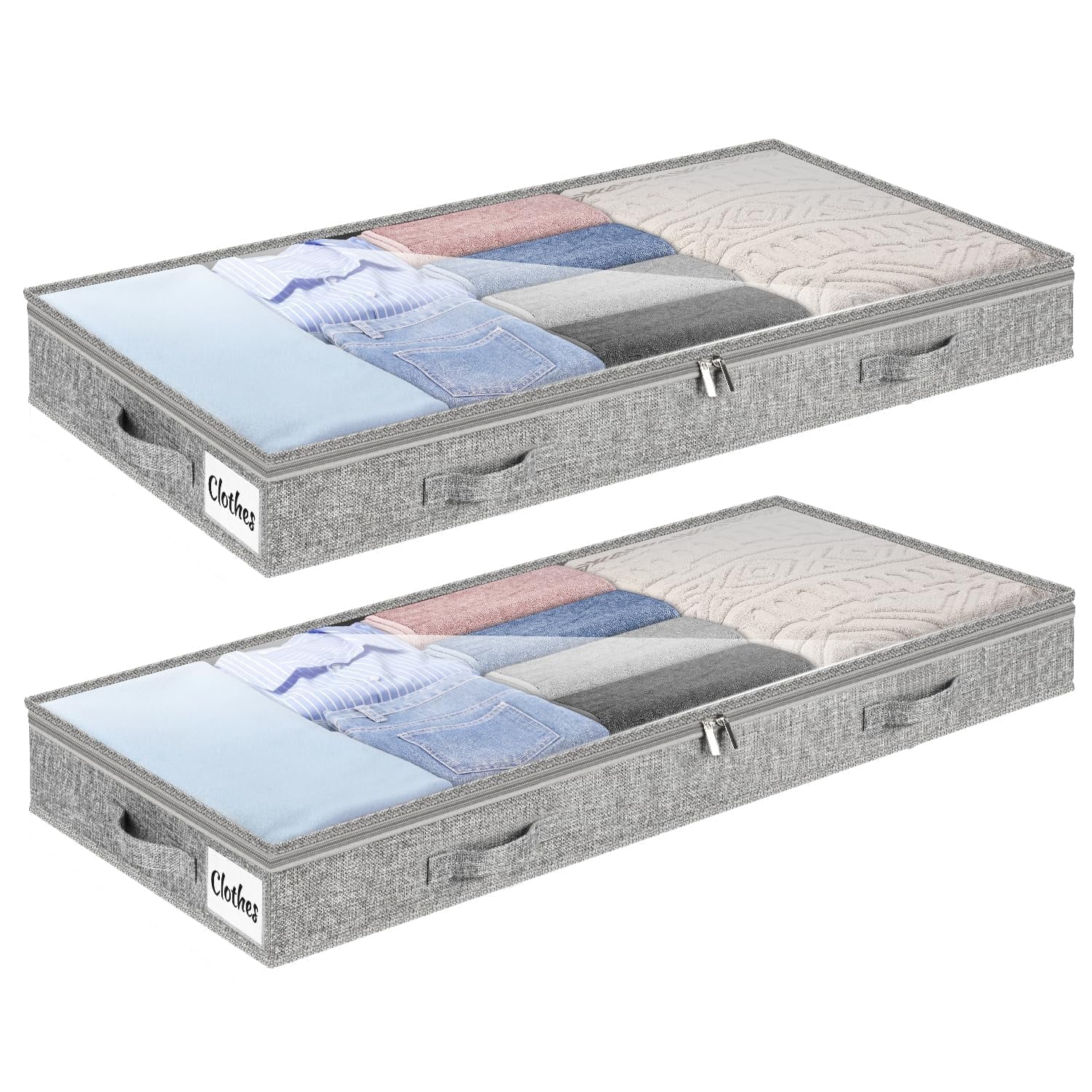 4 Inch Low Profile Under Bed Storage Drawer 2 Pack, Lightweight ...