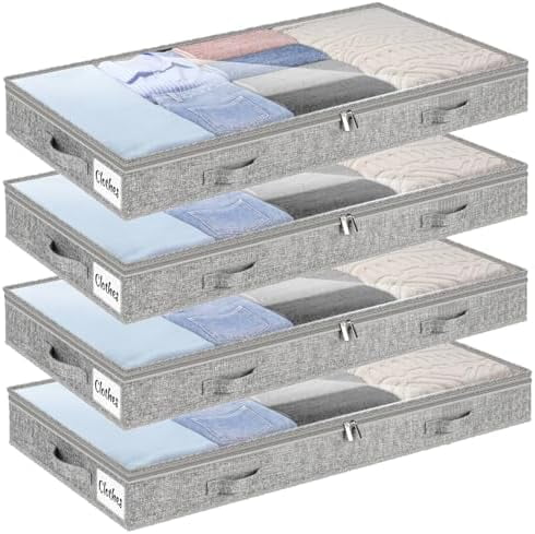 4 Inch Low Profile Under Bed Storage Drawer 4 Pack, Lightweight ...