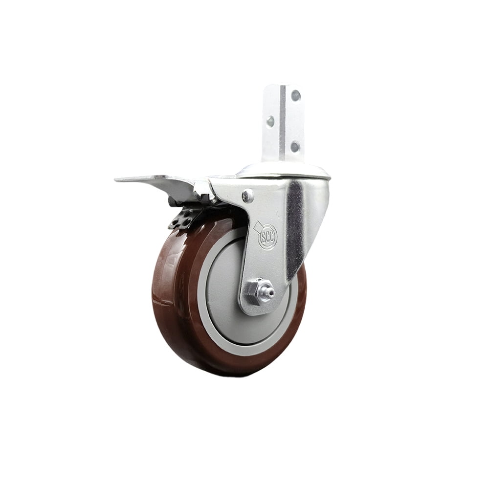 4 Inch Maroon Poly Swivel 3/4 Inch Square Stem Caster with Total Lock ...