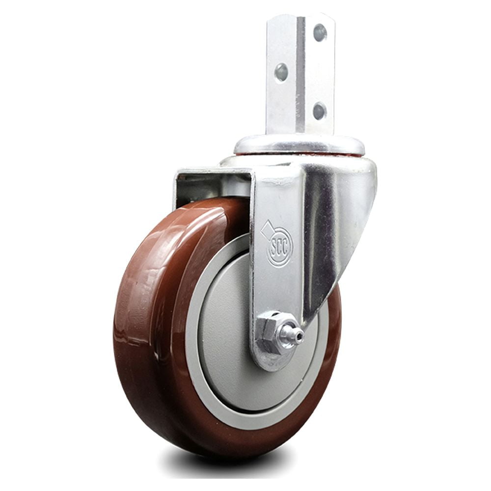 4 Inch Maroon Polyurethane Wheel Swivel 7/8 Inch Square Stem Caster SCC ...