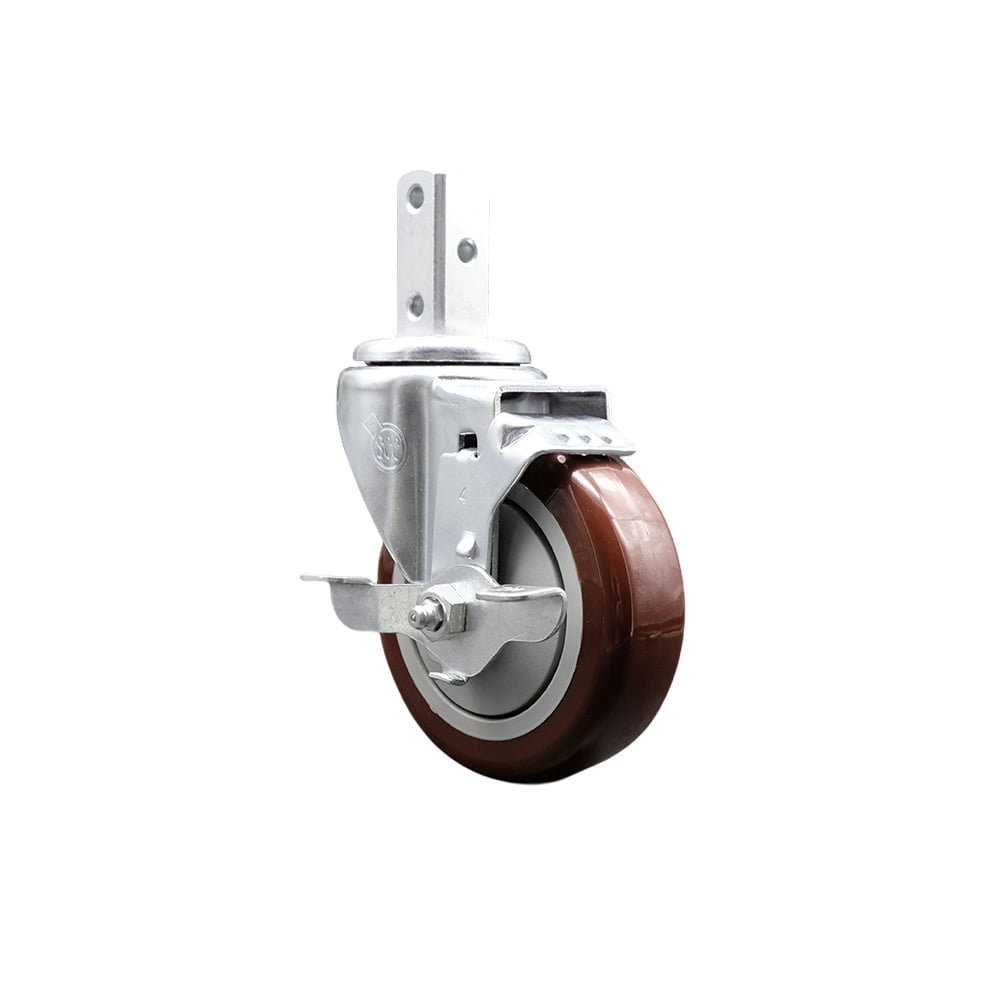 4 Inch Maroon Polyurethane Wheel Swivel 7/8 Inch Square Stem Caster ...