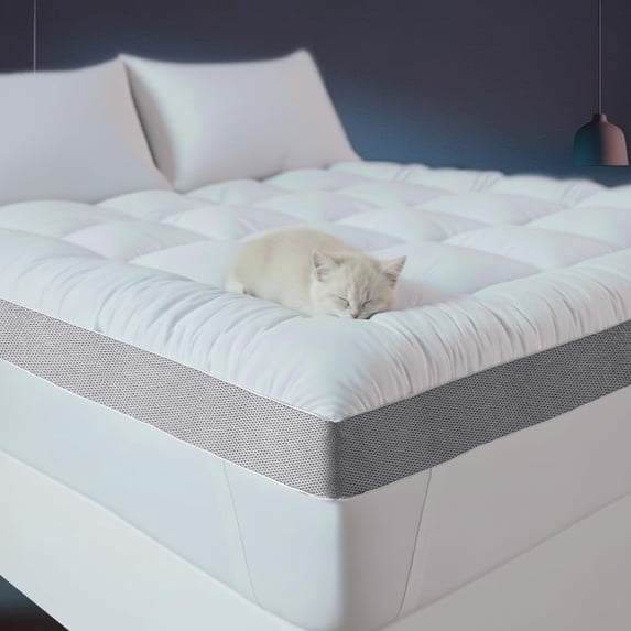 4 Inch Mattress Topper , Thick Cooling Pillow with 2000 GSM Shredded ...