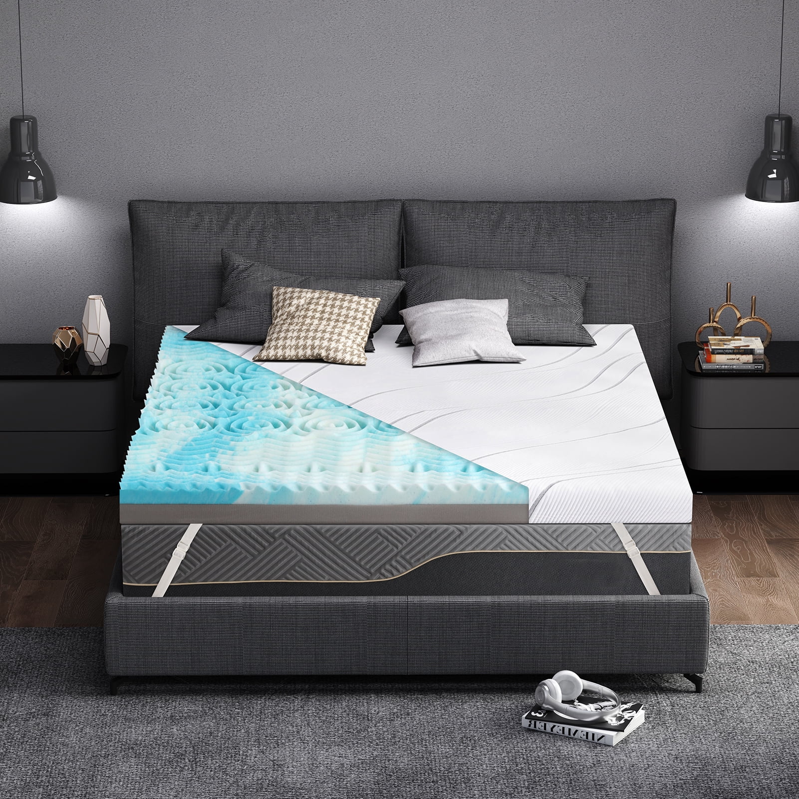 4 Inch Mattress with Silk Cover, Top Cooling Egg crate Gel + Bamboo ...