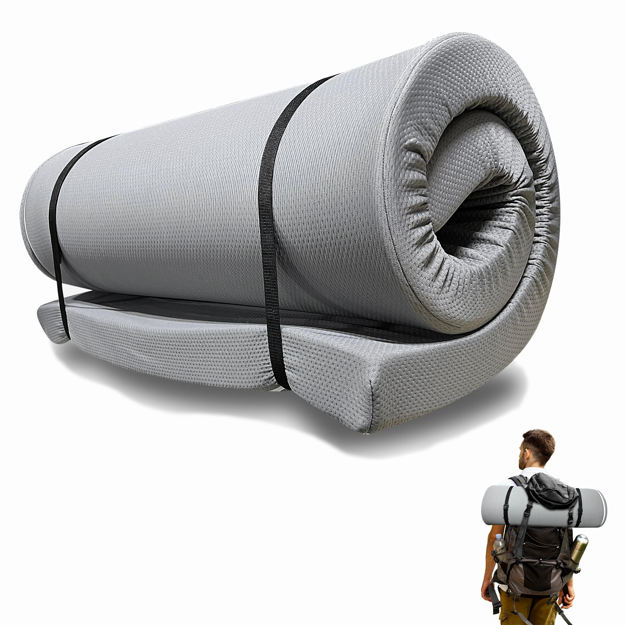 4 Inch Memory Foam Camping Mattress, Thick Sleeping Pad, Portable Floor ...