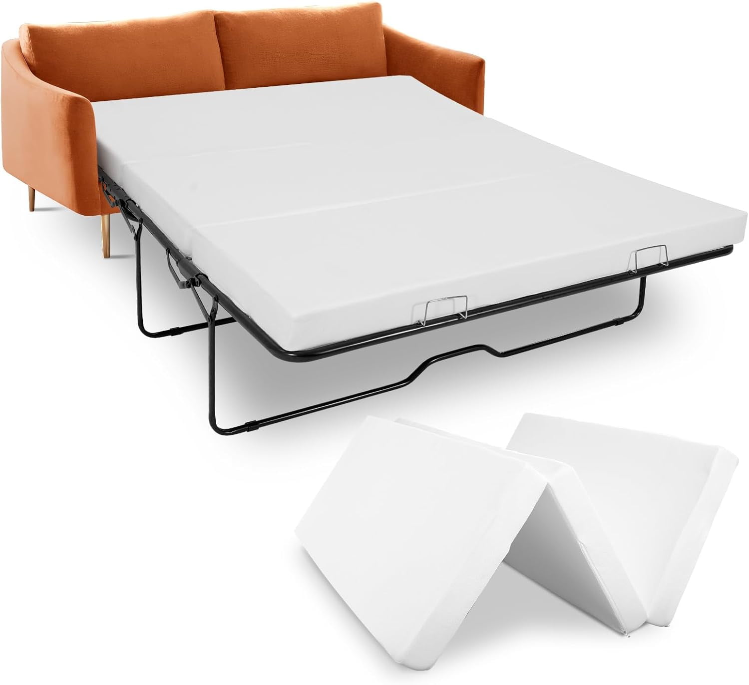 4 Inch Memory Foam Mattress Replacement with Washable Cover for Sleeper ...