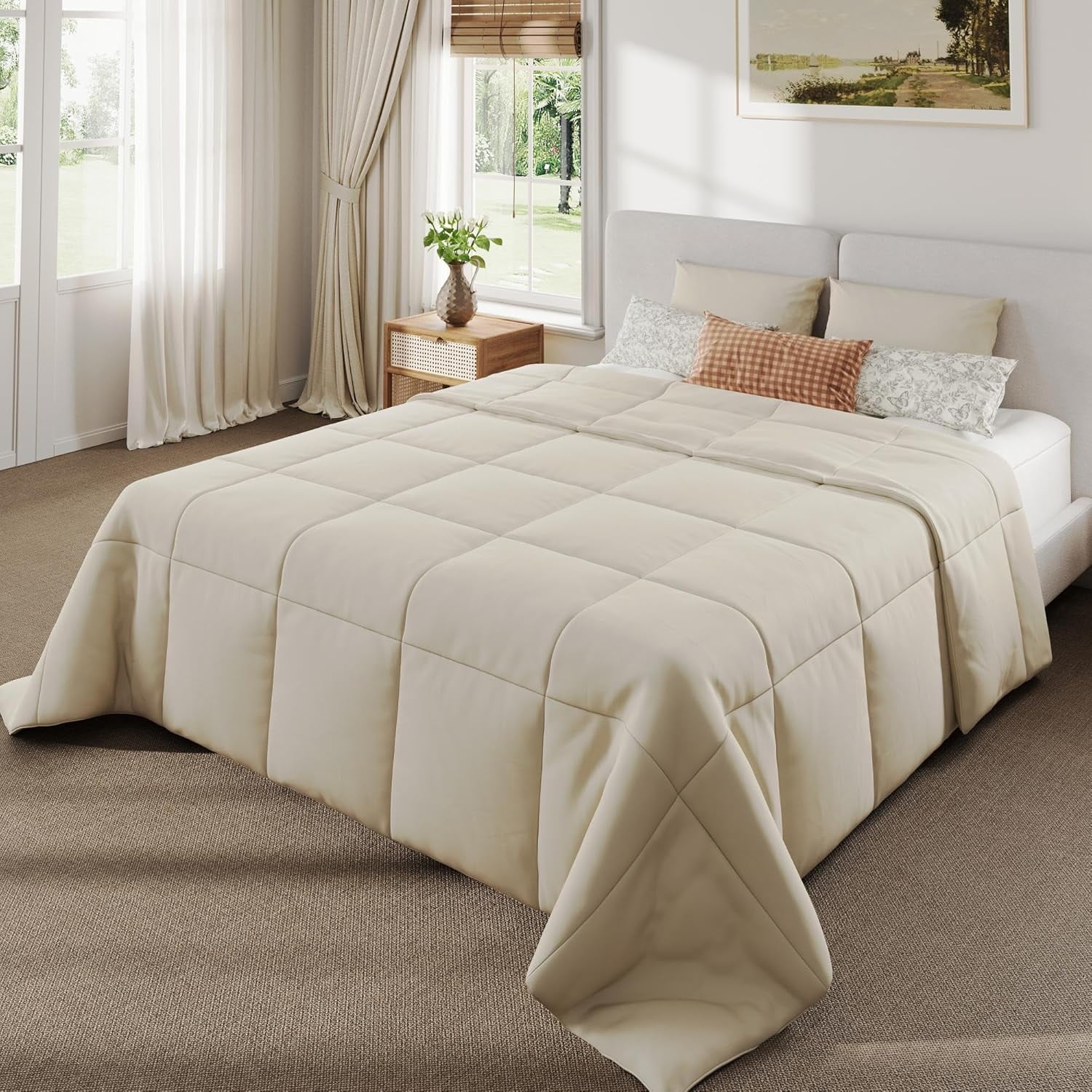 4 Inch Memory Mattress Topper with Cooling Comforter,Dual Layer 2 ...