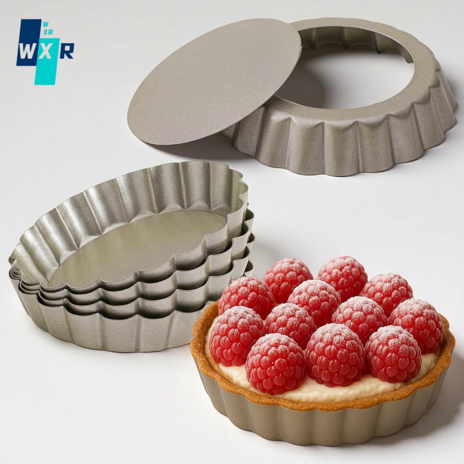 4 Inch Mini Quiche Pans Gold 6 Pack. Egg Tart Molds w/Removable Bottom ...
