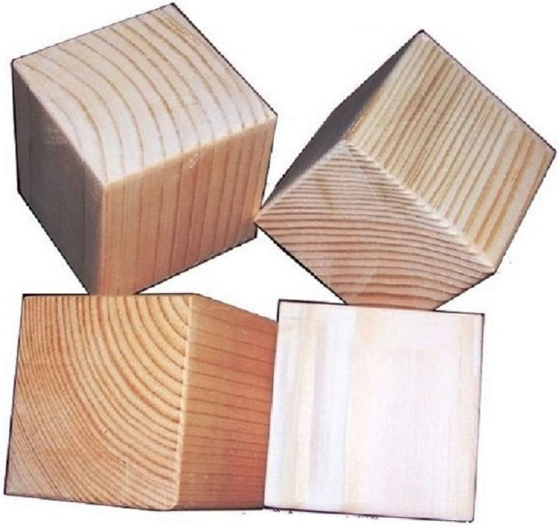 4-Inch Natural Unfinished Wood Blocks - Set of Six (6) Wooden Cubes ...